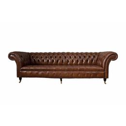 JVmoebel 4-Sitzer Sofa 4Sitzer Luxus Möbel Chesterfield Braun Design 100% Leder Sofort