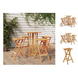 vidaXL Garten-Essgruppe 5-tlg Bar-Set Klappbar Massivholz Teak