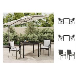 vidaXL Garten-Essgruppe 3-tlg Garten-Essgruppe mit Kissen Schwarz Polyrattan Sitzgruppe 90x90c