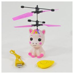 Kögler Kögler Spielzeug-Hubschrauber Kögler Mini Flyer Einhorn weiß/pink Flieger mit Fernbedienung & LED Höhe 16 cm