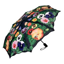 VON LILIENFELD Taschenregenschirm Motivschirm Stiefmütterchen Auf-und-Zu Automatik Blumen Leicht