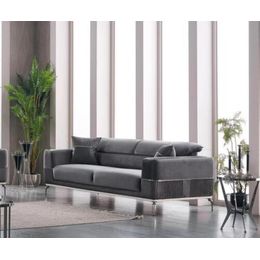 JVmoebel 3-Sitzer Grau Sofa 3 Sitz Dreisitzer Couch Grau Möbel Polster Textil Samt