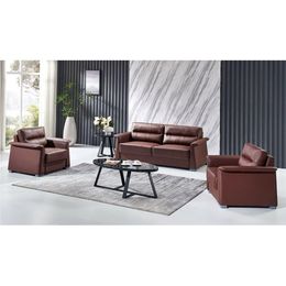 JVmoebel Sofa Moderne Büromöbel luxus 3-Sitzer + Sessel Set Leder Neu