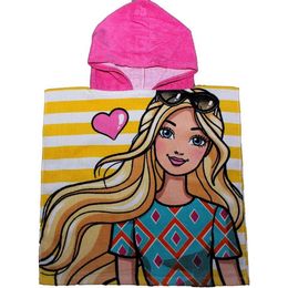 Barbie Badeponcho Barbie Mädchen Poncho Handtuch mit Kapuze baden schwimmen