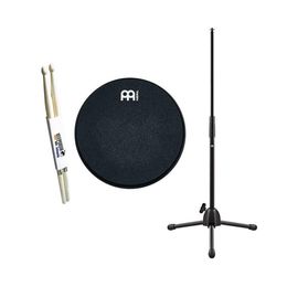 MEINL Percussion Schlagzeug MMP12BK Practice Pad mit Ständer und Sticks