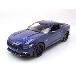 Welly Modellauto Ford Mustang GT 2015 blau metallic Modellauto 1:24 Welly