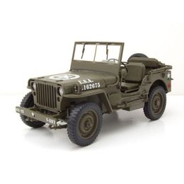 Welly Modellauto Willys Jeep offen US Army Militär 1941 olivgrün Modellauto 1:18 Welly