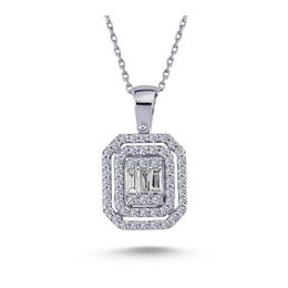 EinStein Diamant Collier Baguette Diamant Anhänger Halskette 585'er Weißgold Diamantkette