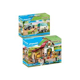 Playmobil® Spielbausteine 6927 70511 Country 2er Set Ponyhof + PKW & Ponyanhänger