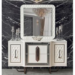 Casa Padrino Kommode Casa Padrino Luxus Art Deco Schlafzimmer Set Weiß / Bronze