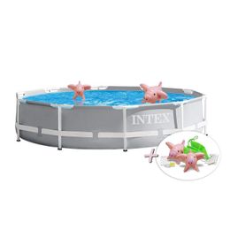 Intex Pool 26702GN - PrismFrame Pool (305x76cm) + aufblasbare Schwimmtiere