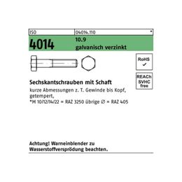 Bufab Sechskantschraube 100er Pack Sechskantschraube ISO 4014 Schaft M30x 110 10.9 galv.verz.