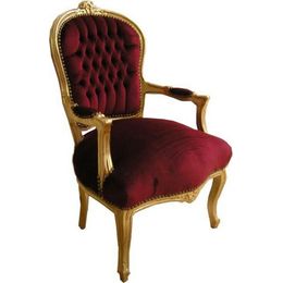 Casa Padrino Besucherstuhl Barock Salon Stuhl Bordeaux / Gold