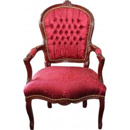 Casa Padrino Besucherstuhl Barock Salon Stuhl Bordeaux Rot Muster / Braun Mod2