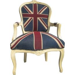 Casa Padrino Besucherstuhl Barock Salon Stuhl Union Jack Design / Creme