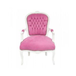 Casa Padrino Besucherstuhl Barock Salon Stuhl Mod1 Rosa / Weiss