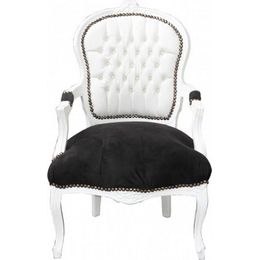 Casa Padrino Besucherstuhl Barock Salon Stuhl Weiß / Schwarz Mod2 Bling Bling