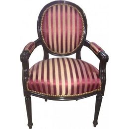 Casa Padrino Besucherstuhl Salon Stuhl Bordeauxrot / Violett Streifen / Braun Mod2