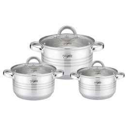 Platinum Kochtopf 6 tlg Edelstahl Kochgeschirr Induktion 18/10 Edelstahl Kochtopf Topf Set Deckel Gastronomie