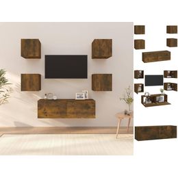 vidaXL TV-Schrank TV-Wandschrank-Set Räuchereiche Holzwerkstoff Fernseher TV Konsole Kon