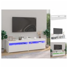 vidaXL TV-Schrank TV-Schränke 2 Stk mit LED-Leuchten Weiß 75x35x40 cm Lowboard Lowboard