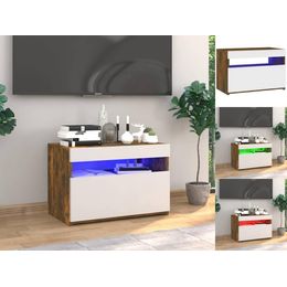 vidaXL TV-Schrank TV-Schrank mit LED-Leuchten Räuchereiche 60x35x40 cm Lowboard Fernsehe