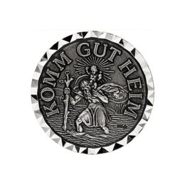 Schmuck Krone Kettenanhänger Autoplakette 'KOMM GUT HEIM' Christopherus aus 925 Silber