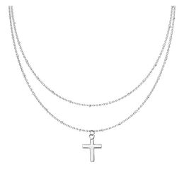 BUNGSA Ketten-Set Kette Doppelkette Kreuz silber aus Edelstahl Damen (1-tlg)
