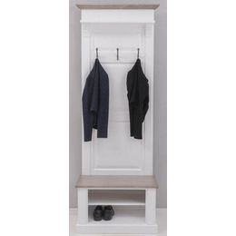 Casa Padrino Garderobenschrank Landhausstil Massivholz Garderobenschrank Weiß / Graubraun 79 x 41 x H. 210 cm