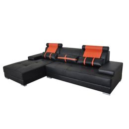JVmoebel Ecksofa Schwarzes L-Form Ledersofa luxus Möbel stilvolle Couch Neu
