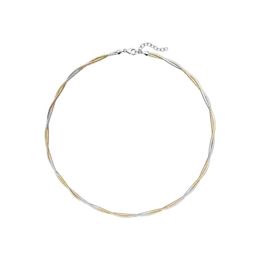 Schmuck Krone Silberkette 4mm Halskette Collier Halsreif geflochten 925 Silber vergoldet bicolor 45-49cm