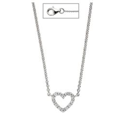 Schmuck Krone Silberkette Collier Kette Halskette mit Anhänger Herz mit Zirkonia weiß 925 Silber 42cm