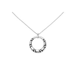 Schmuck Krone Silberkette Collier Halskette mit Anhänger 18 Zirkonia 925 Silber schwarze Lackauflagen 45cm