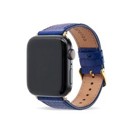 GOLDBLACK Smartwatch-Armband Apple Watch Armband Nappa blau (Adapter gold)