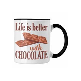 Trendation Tasse Life Is Better With Chocolate Tasse Geschenk Spruch für Schokoladen Li