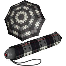 Knirps® Taschenregenschirm E.051 Check schwarz-beige kleiner manueller Schirm