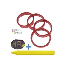 rkc Reifenstift 4X Zentrierringe Dunkelrot Felgen Ringe + 1x Reifen Kreide Fett Stift
