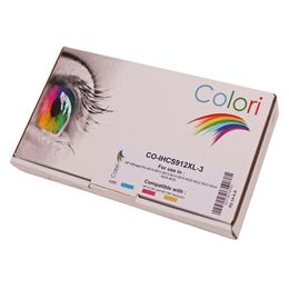Colori Tintenpatrone (Kompatibles Set 3x Druckerpatrone CMY für HP 912XL OfficeJet Pro