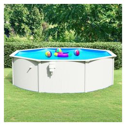 furnicato Pool mit Stahlwand Rund 460x120 cm Weiß
