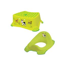 KiNDERWELT Tritthocker 2er Set Funny Farm grasgrün WC Aufsatz + Hocker (2er Set)