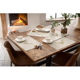 Platzset, Platzmatte Hirsch 4er Set beige Platzdeckchen Tischset Filz