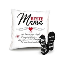 Soreso® Soreso® Dekokissen Kissen + Socken Geschenk für Mama zum Geburtstag Muttertag Weihnachten