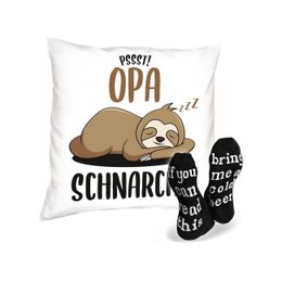 Soreso® Soreso® Dekokissen Kissen + Schmunzel Socken Geschenk Opa Geburtstag Vatertag Weihnachten