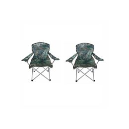 Mojawo Klappstuhl 2'er Set Comfort Anglersessel Campingstuhl mit Getränkehalter Tasche Camouflage