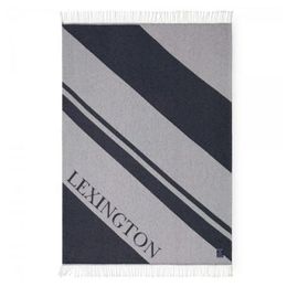 Wohndecke Lexington Decke Logo Recycled Cotton Blue White (130x170)