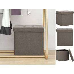 vidaXL Fußhocker Hocker mit Stauraum Taupe Leinenoptik