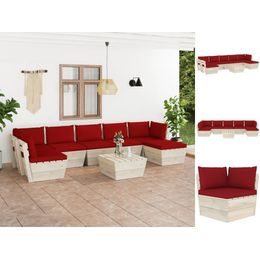vidaXL Garten-Essgruppe 8-tlg Garten-Sofagarnitur aus Paletten mit Kissen Fichtenholz Sitzgrup