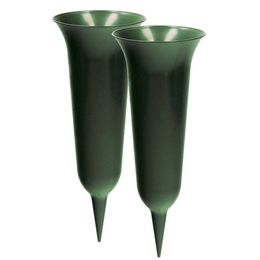VonBueren Bodenvase VonBueren Grabvase mit Erdspieß 30 x 12 cm grün (2 St)