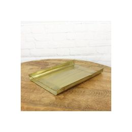 Macosa Home Dekotablett Tablett Metall Gold 31 cm rechteckig mit Griff Deko-Tablett Tischdeko