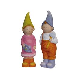 colourliving Dekofigur Gartenfiguren Mädchen und Junge handbemalt Gartendeko Dekofigur (2tlg)